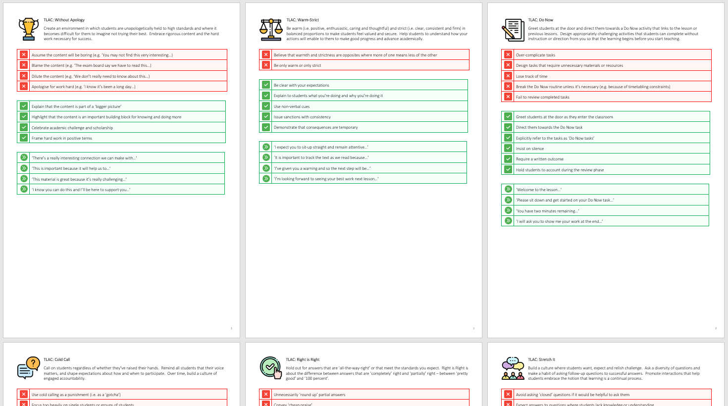 TLAC Techniques One-Pagers | Teach Like a Champion
