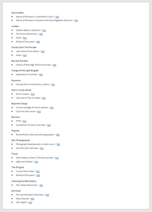 Clips for the Classroom: AQA Power and Conflict Poems