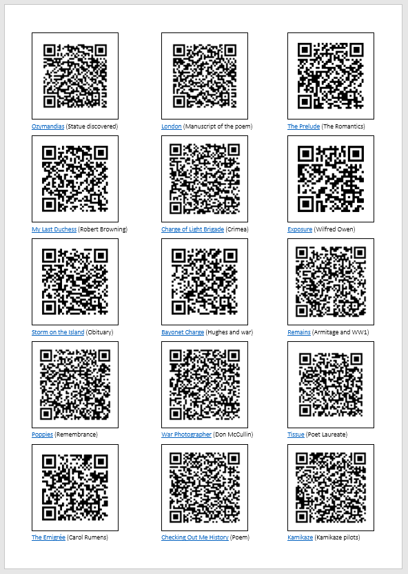 Wider Reading QR Codes for GCSE English Literature Texts | KS4 Teaching ...