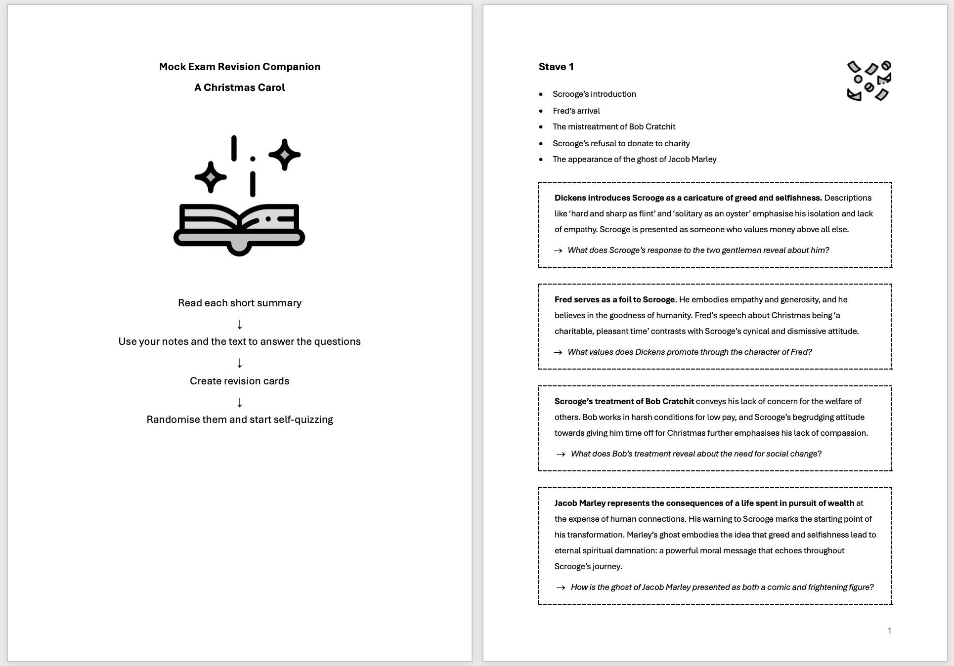 Revision Companion for A Christmas Carol | KS4 Teaching Resource