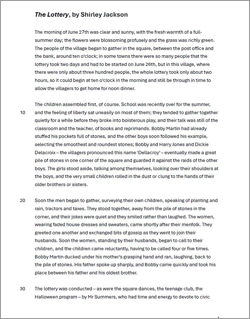 The Lottery by Shirley Jackson - Text and Review Questions