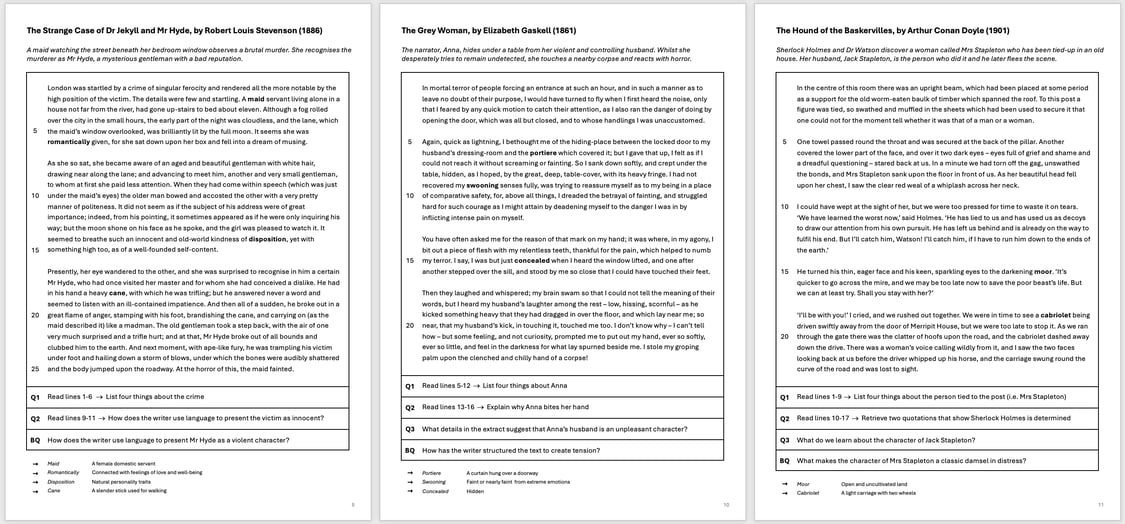 Gothic Literature Study Booklet | KS3 Teaching Resource