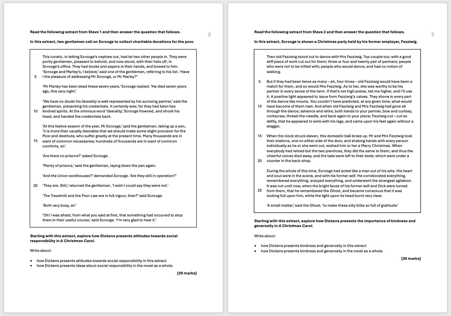 8 x Exam Tasks for A Christmas Carol | KS4 Teaching Resource