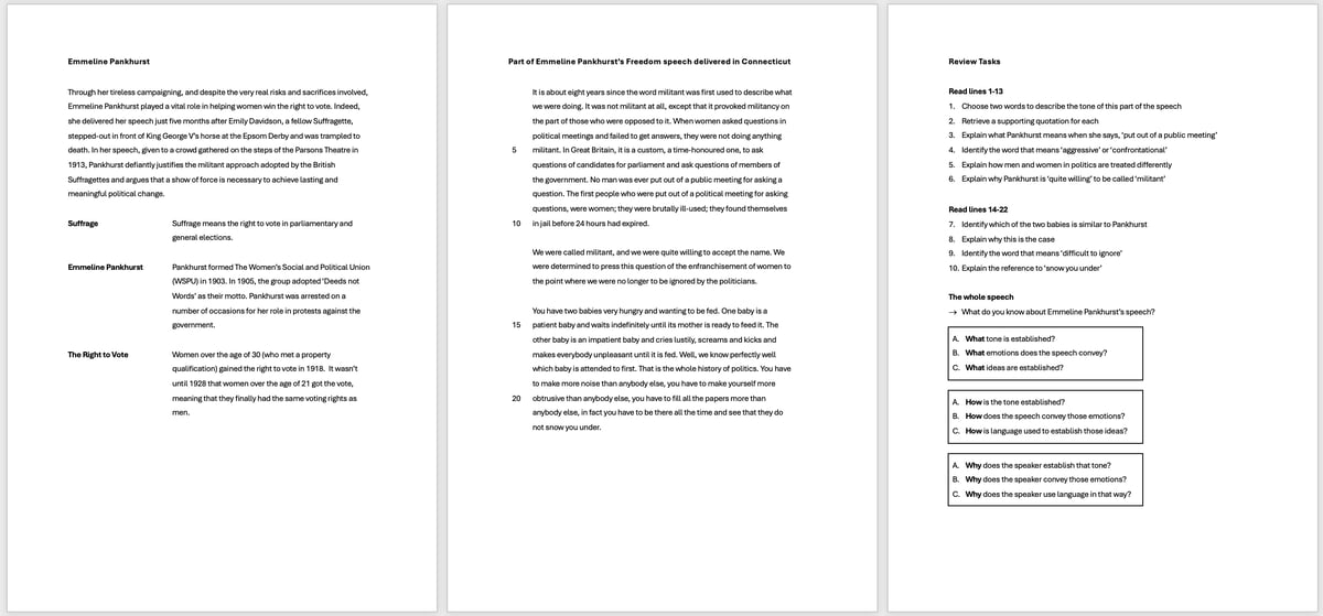 Great Speeches KS3 Workbooklet | KS3 Teaching Resource