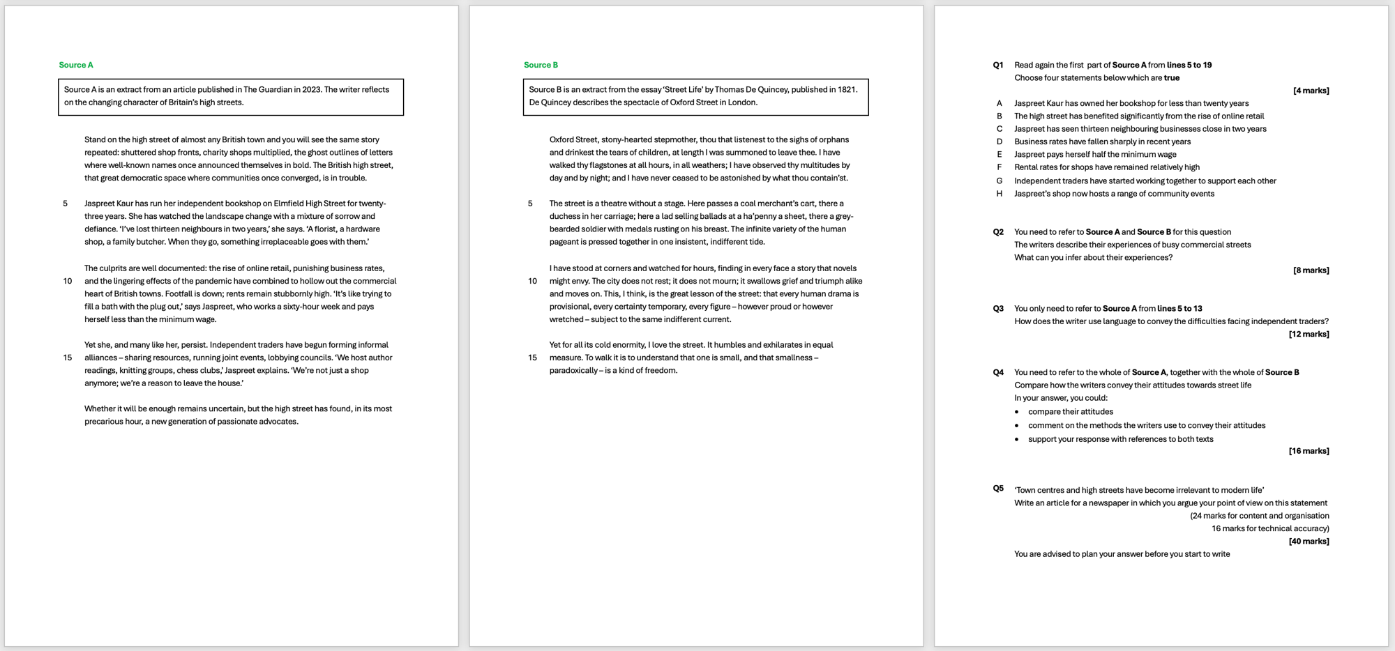 More English Language P2 Mini Mocks | KS4 Teaching Resource