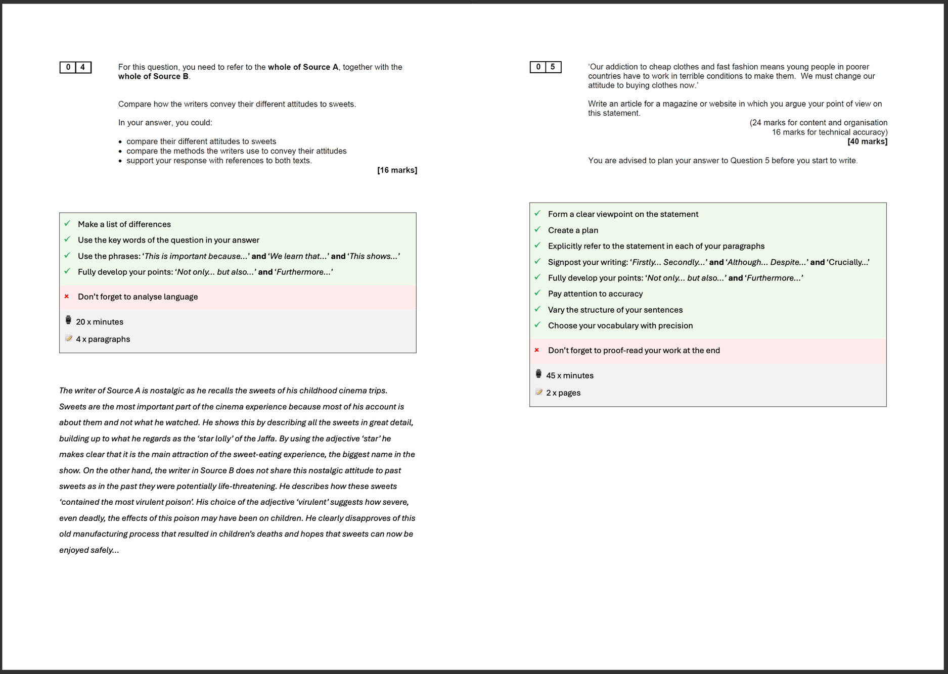 GCSE English Language Paper 2 Tasks and Brief Guidelines | KS4 Teaching ...