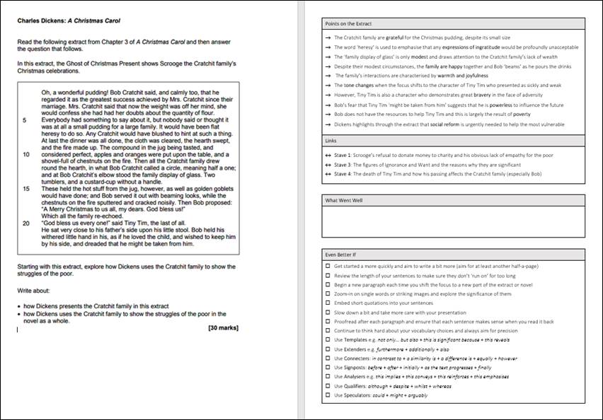 A Christmas Carol Essay and Feedback Sheet | KS4 English Teaching Resource