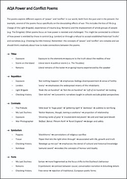 Revision Notes for the AQA Power and Conflict Poems