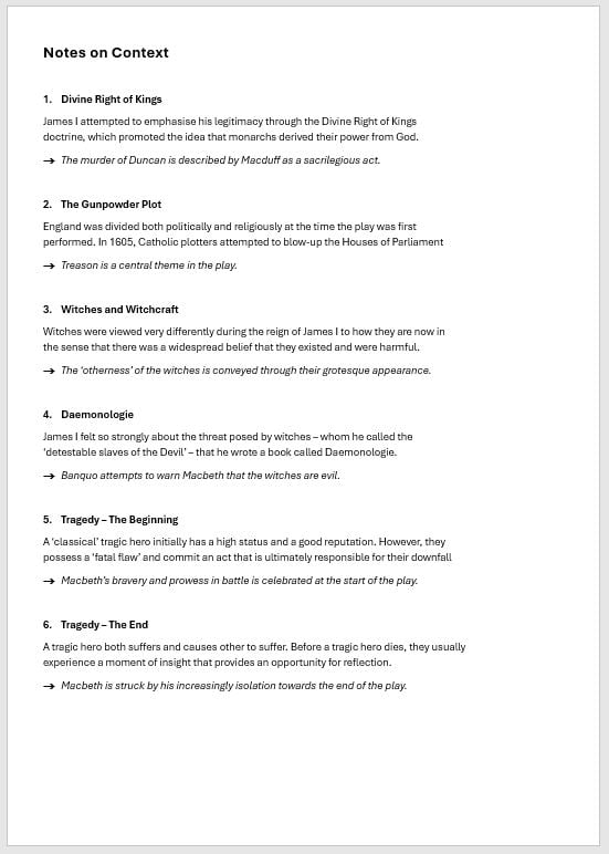 Simple Notes on the Context of Macbeth