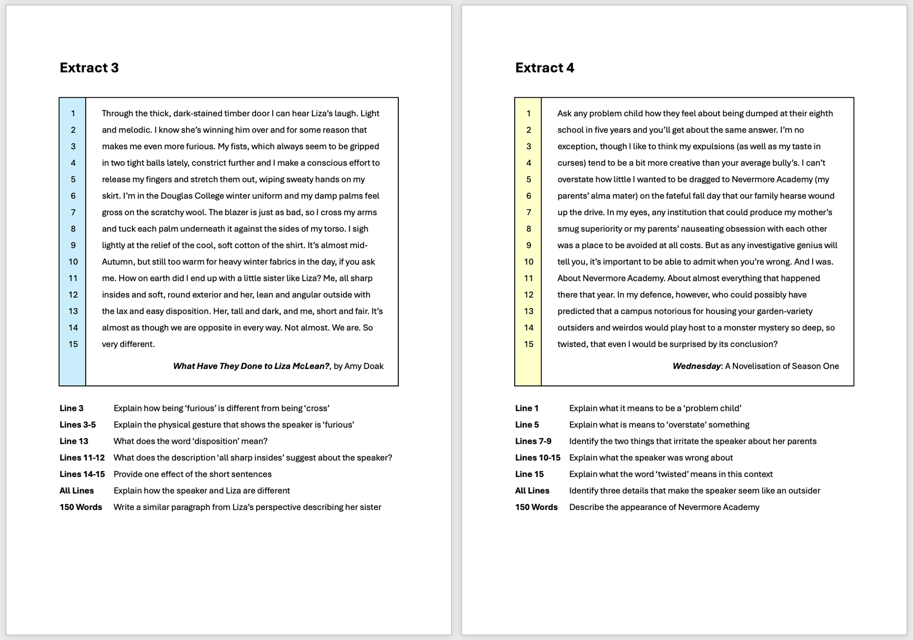 Literary Extracts - Booklet 1 | KS3 and KS4 Teaching Resource