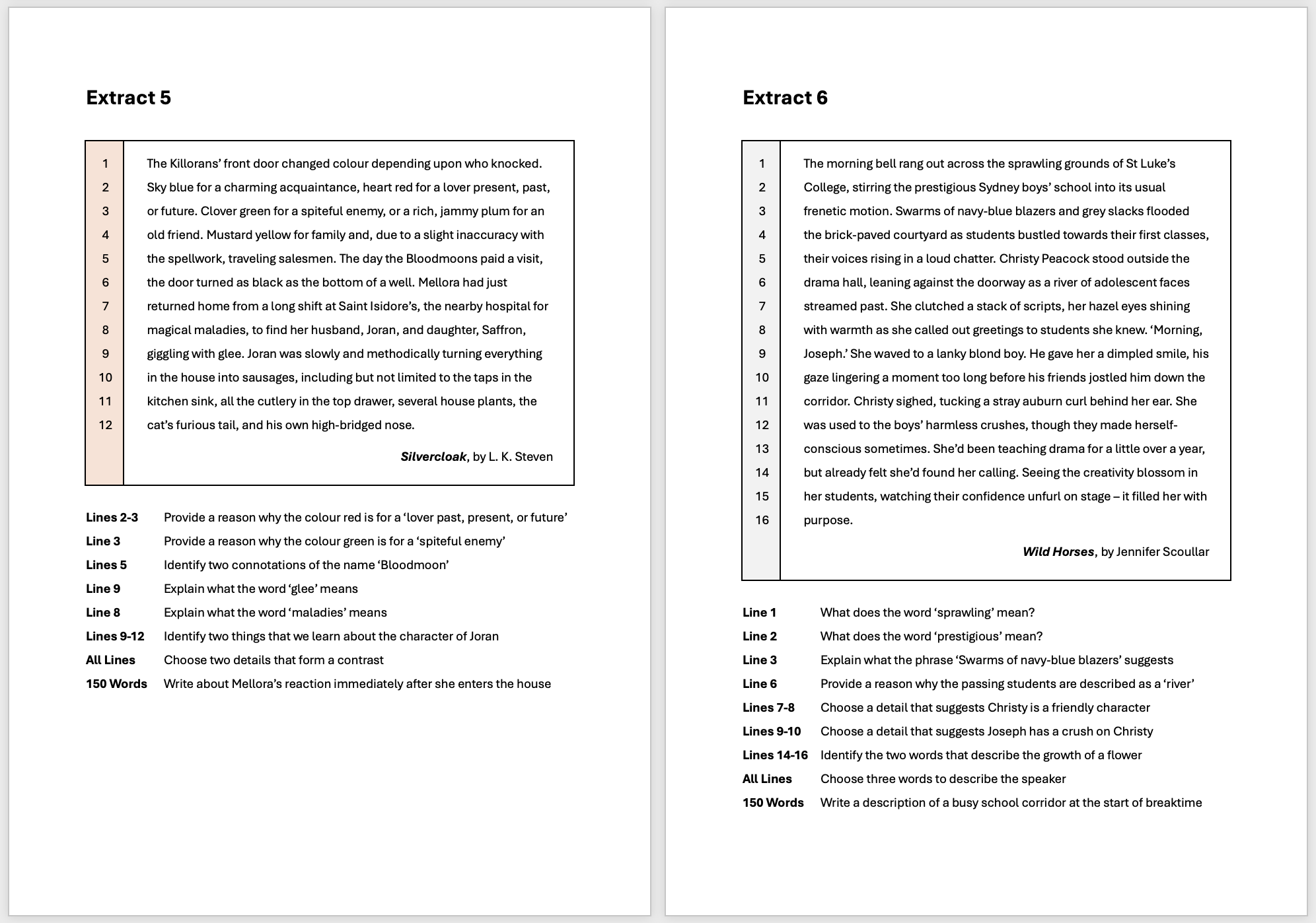 Literary Extracts - Booklet 1 | KS3 and KS4 Teaching Resource