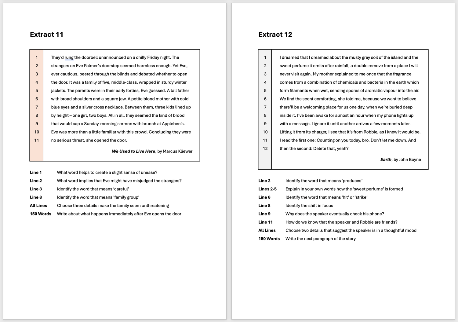 Literary Extracts - Booklet 2 | KS3 and KS4 Teaching Resource