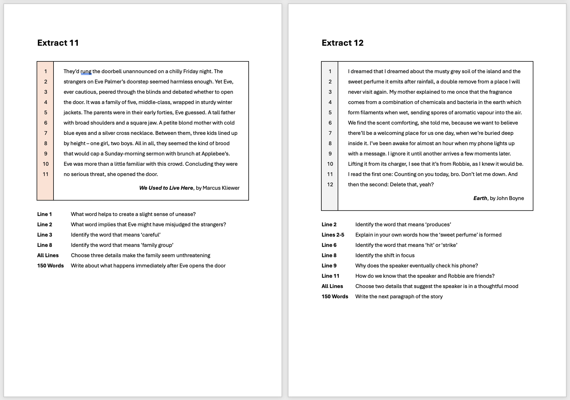 Literary Extracts - Booklet 2 | KS3 and KS4 Teaching Resource