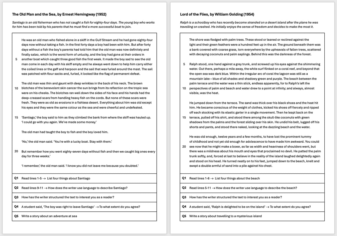 GCSE English Language Paper 1 Mini-Mock Papers | KS4