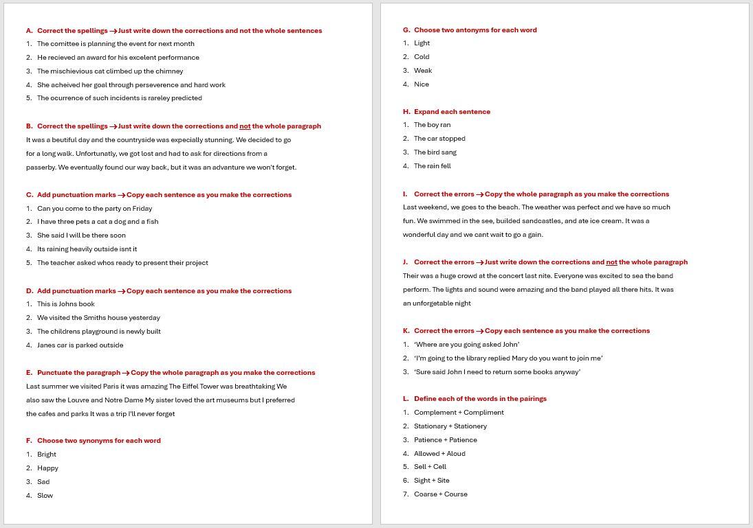Punctuation Worksheet for Students | KS3 and KS4