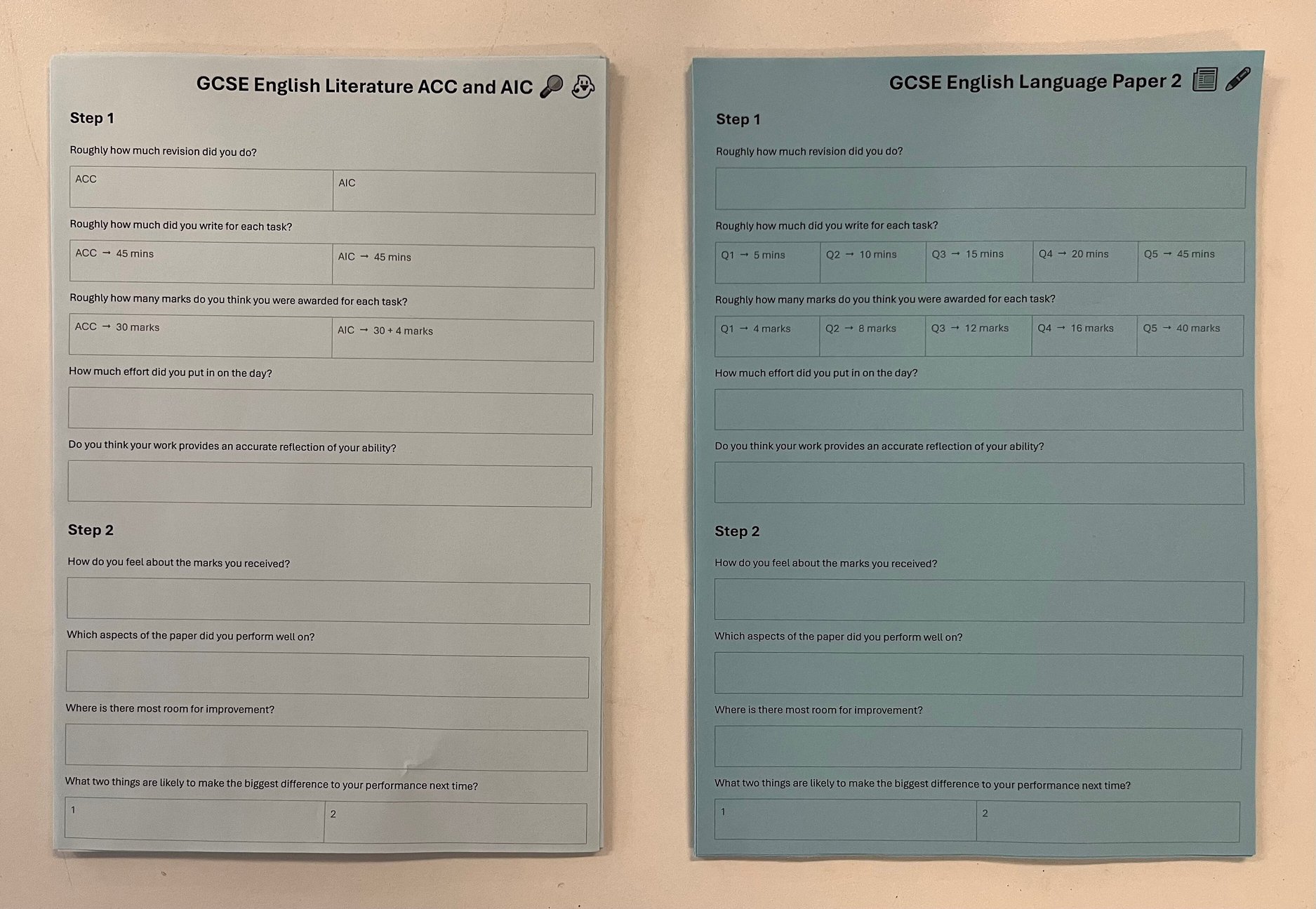 Mock Exam Reflection Form