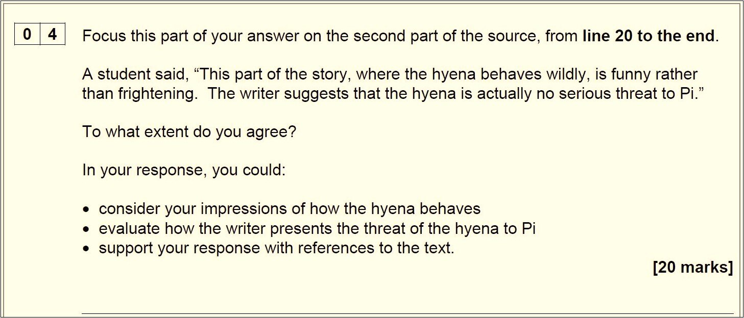 Notes on GCSE English Language Paper 1 - Q4