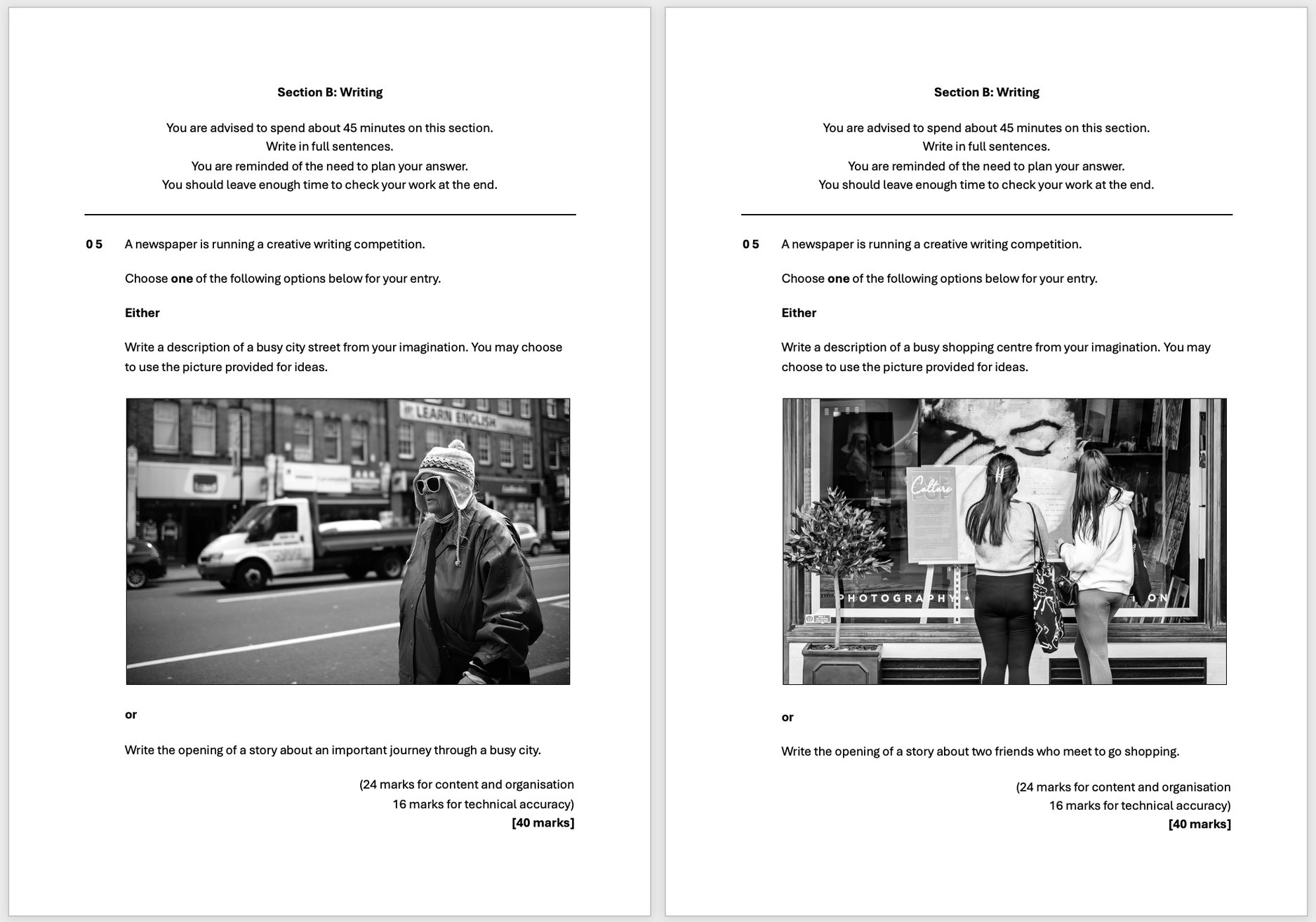 10 x English Language Question 5 Tasks | KS4 Teaching Resource