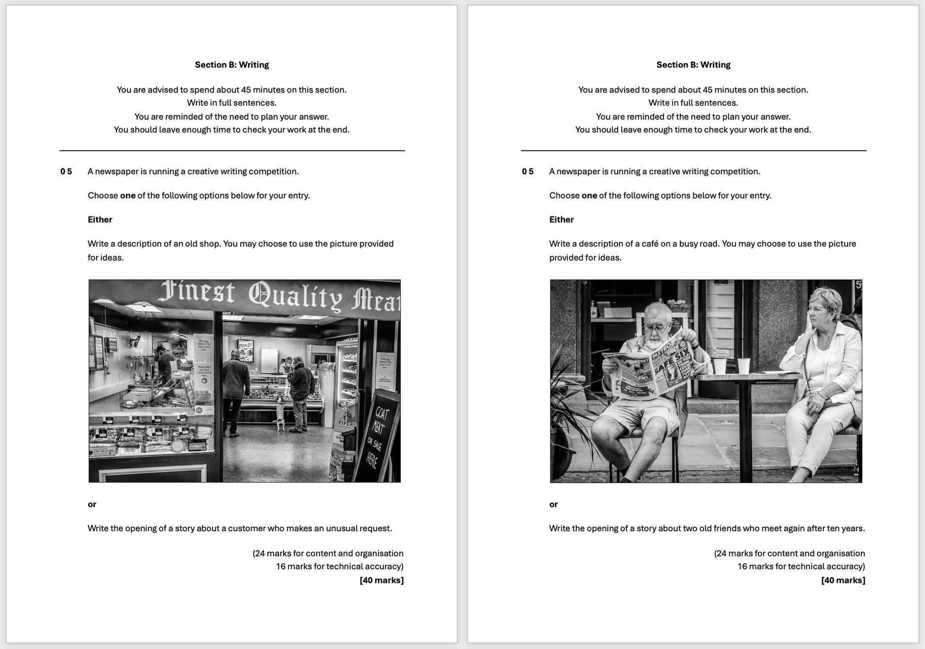 10 x English Language Question 5 Tasks | KS4 Teaching Resource