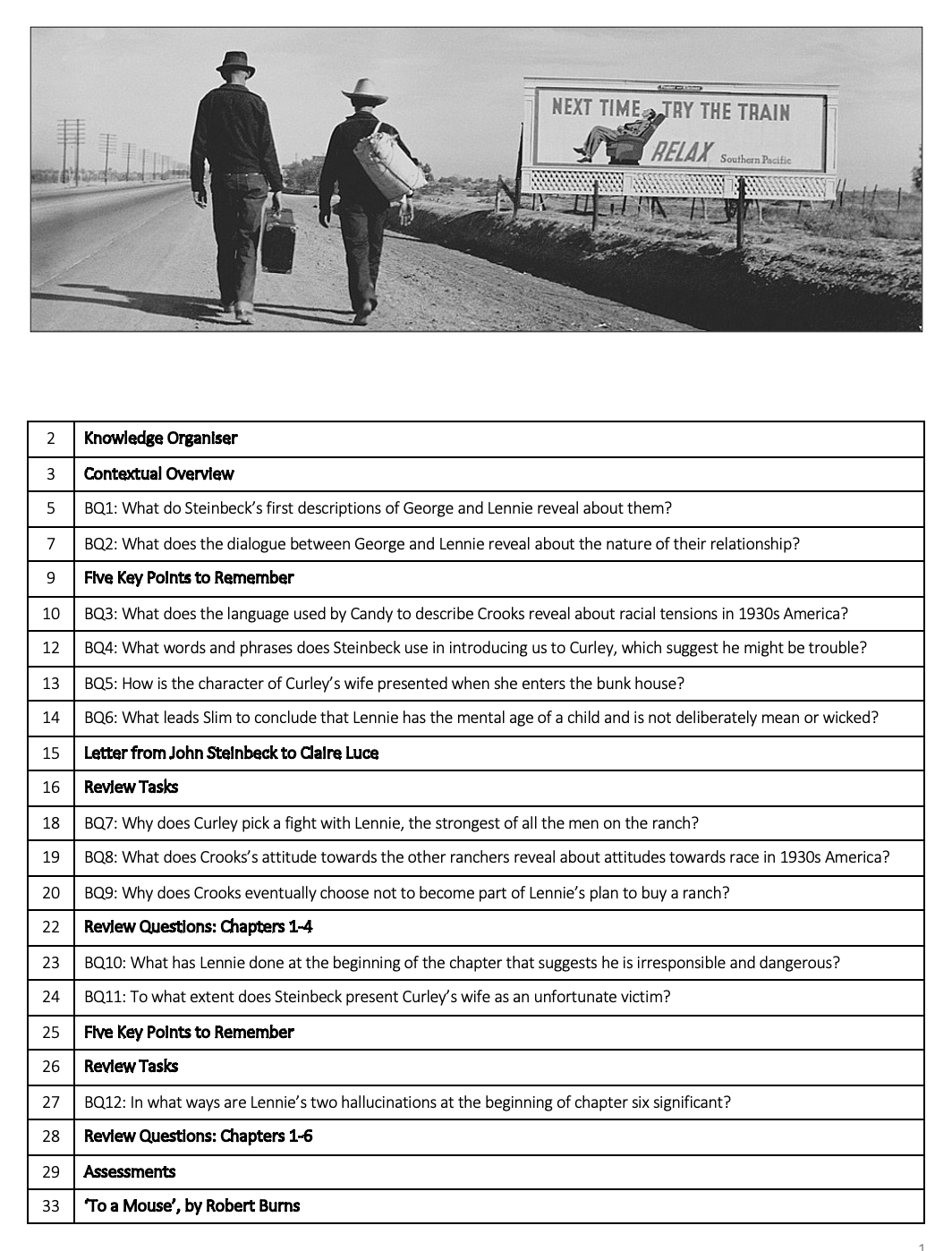 Study Booklet: Of Mice and Men | KS3 Teaching Resource
