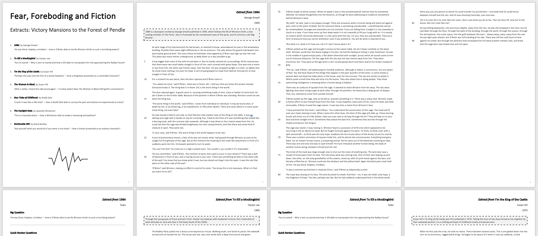 Fear, Foreboding and Fiction Booklet | KS3 Teaching Resource