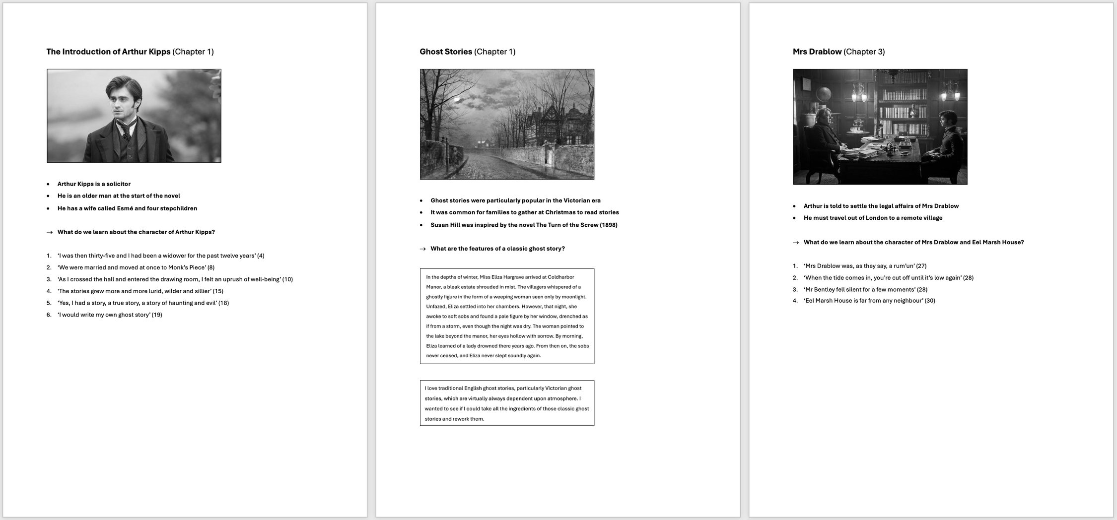Scheme of Work Resources for The Woman in Black | English Teaching Resource