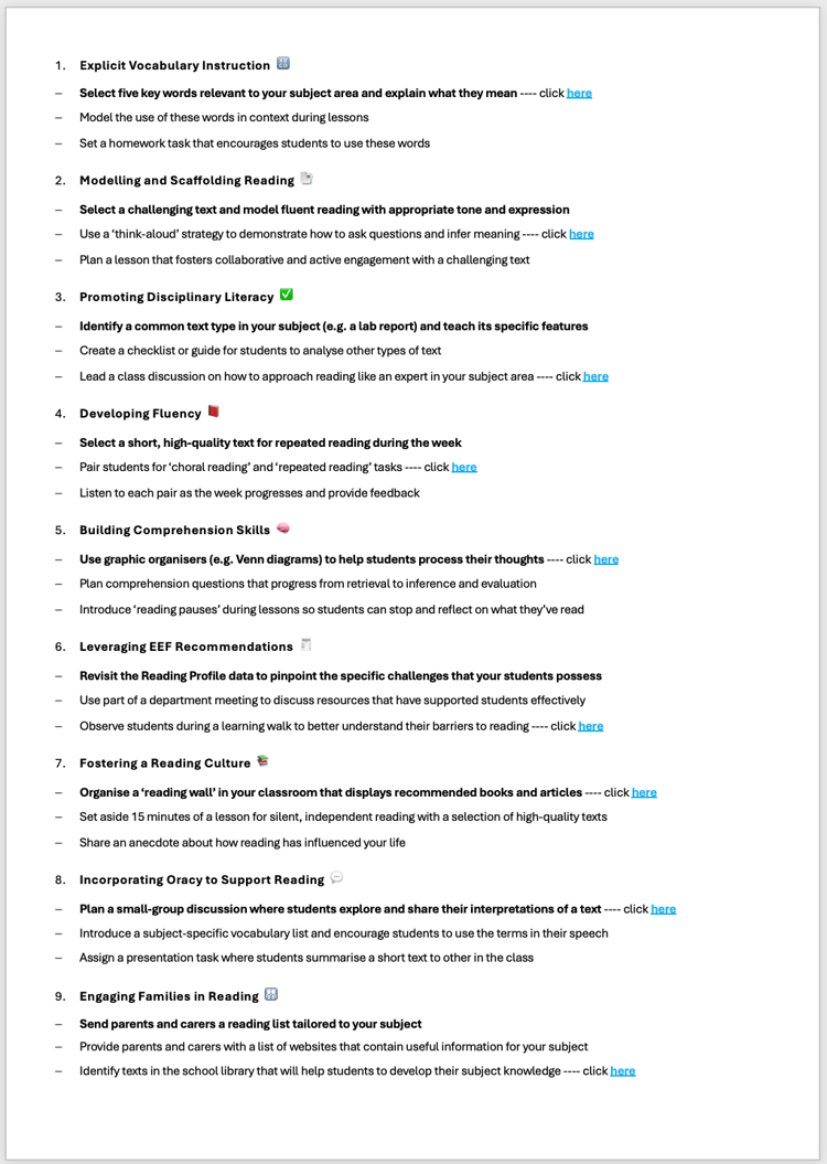 Weekly Strategies to Develop Reading Proficiency