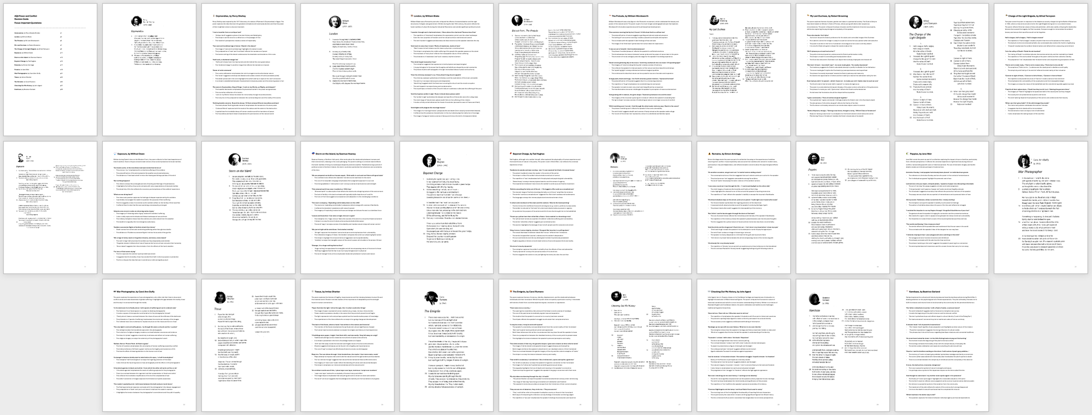 AQA Power and Conflict Poems Revision Guide | English Teaching Resource