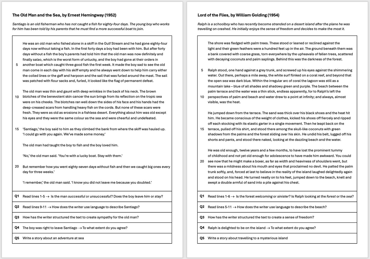 GCSE English Language Paper 1 Mini-Mock Papers | KS4