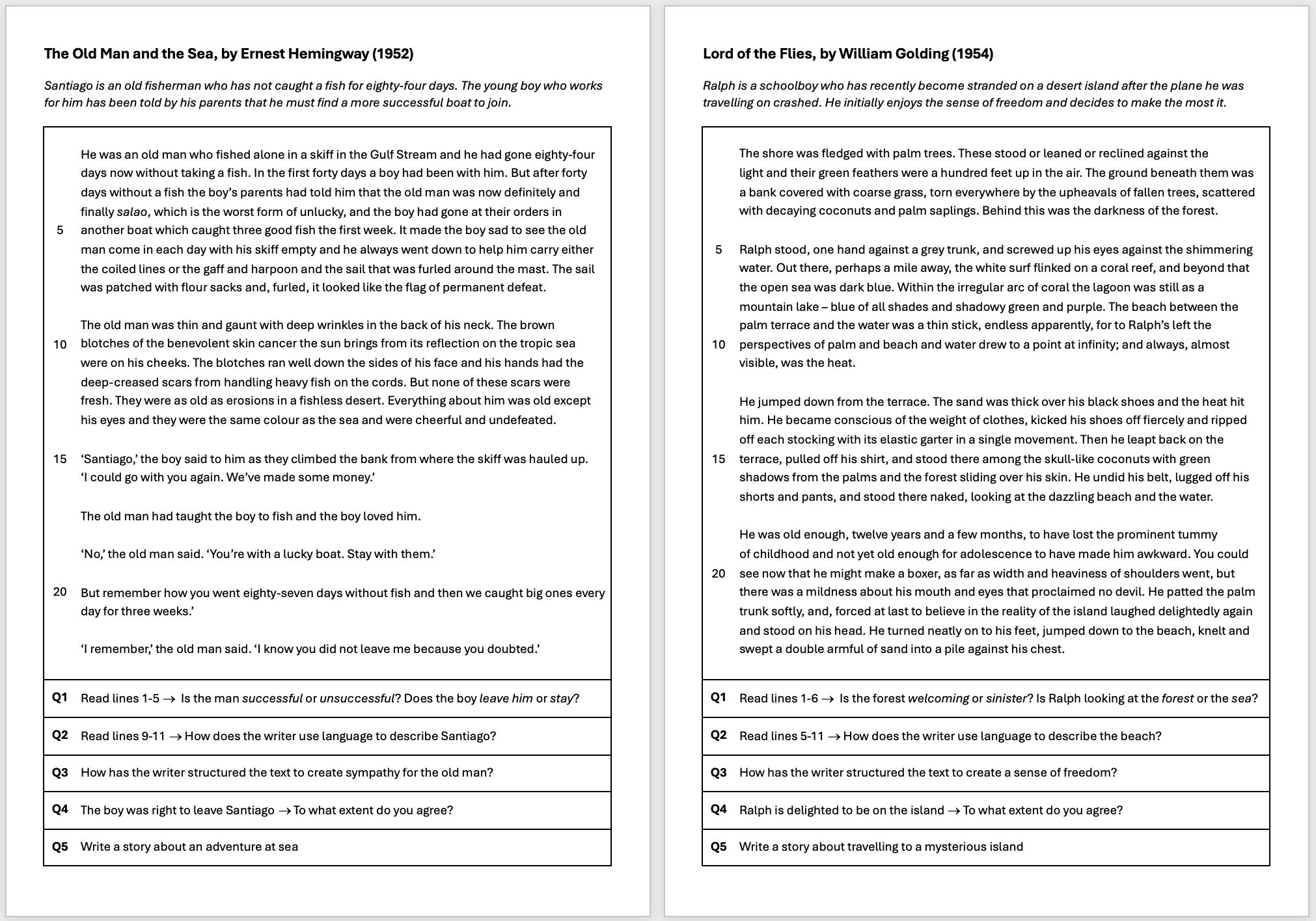 GCSE English Language Paper 1 Mini-Mock Papers | KS4