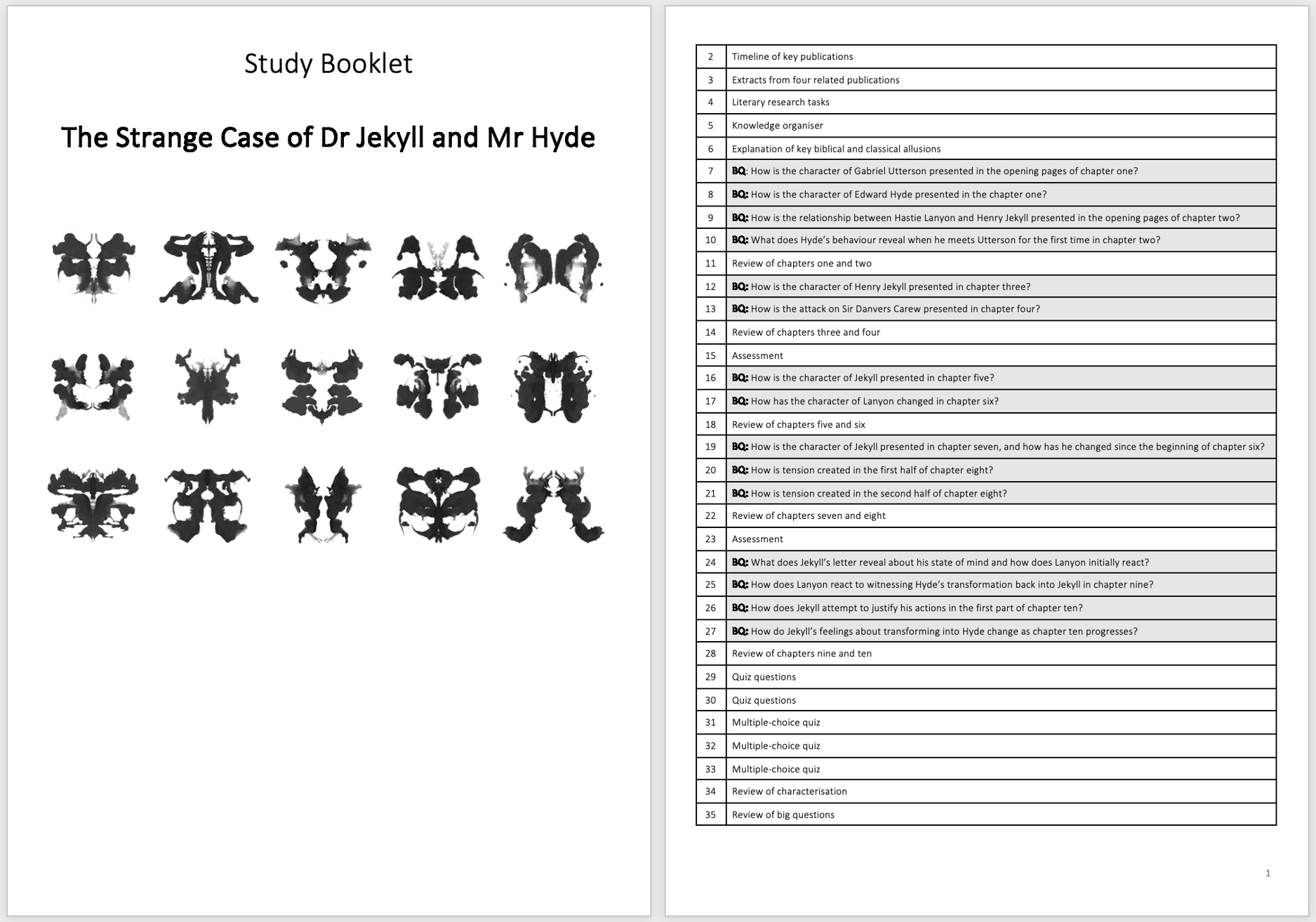Jekyll and Hyde Study Booklet | KS4 Teaching Resource