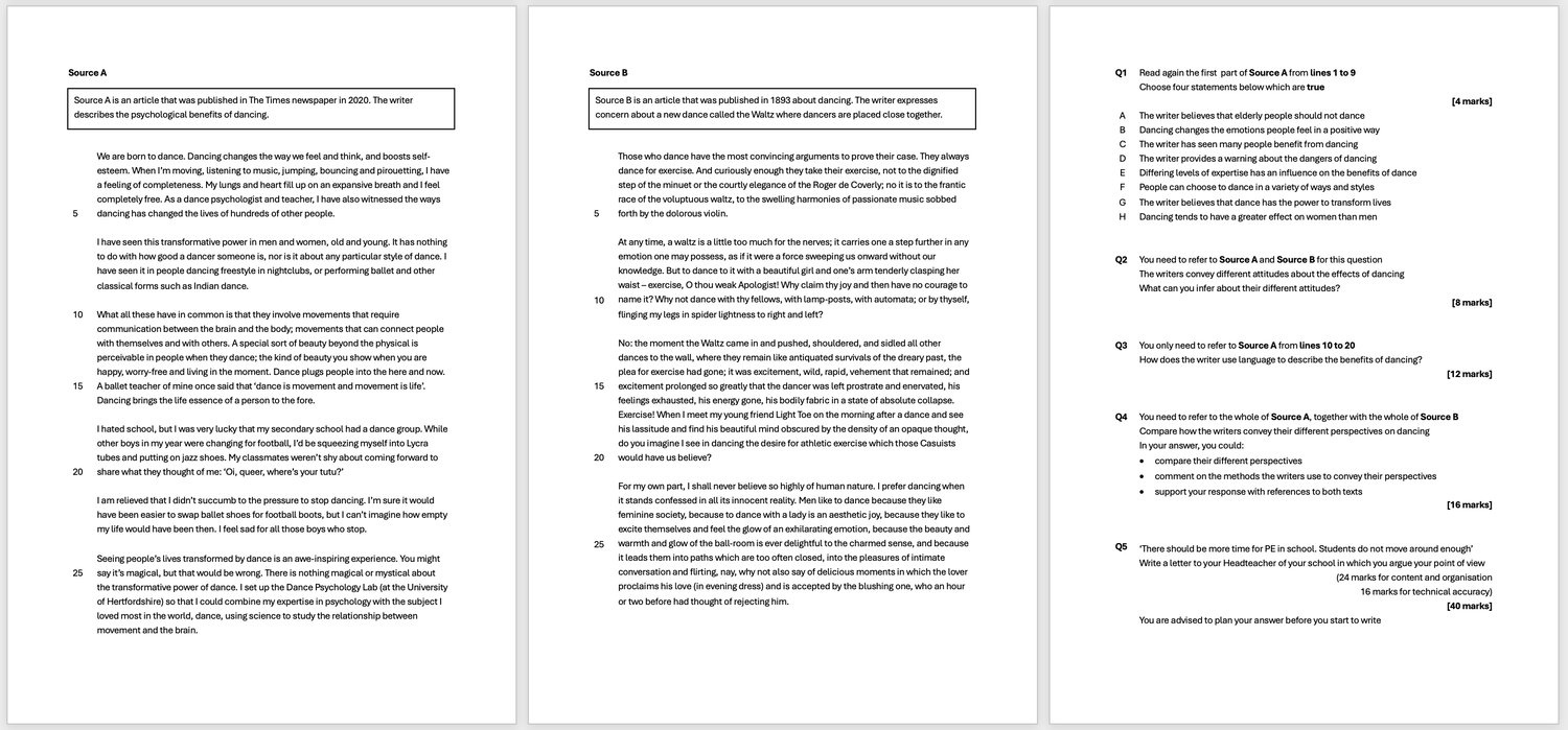 Mock Exam Papers for GCSE English Language Paper 2 | KS4 Teaching Resource