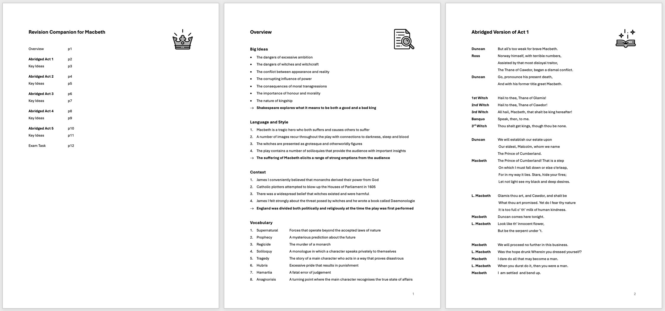 Final Exam Booklet for Macbeth | KS4 English Teaching Resource