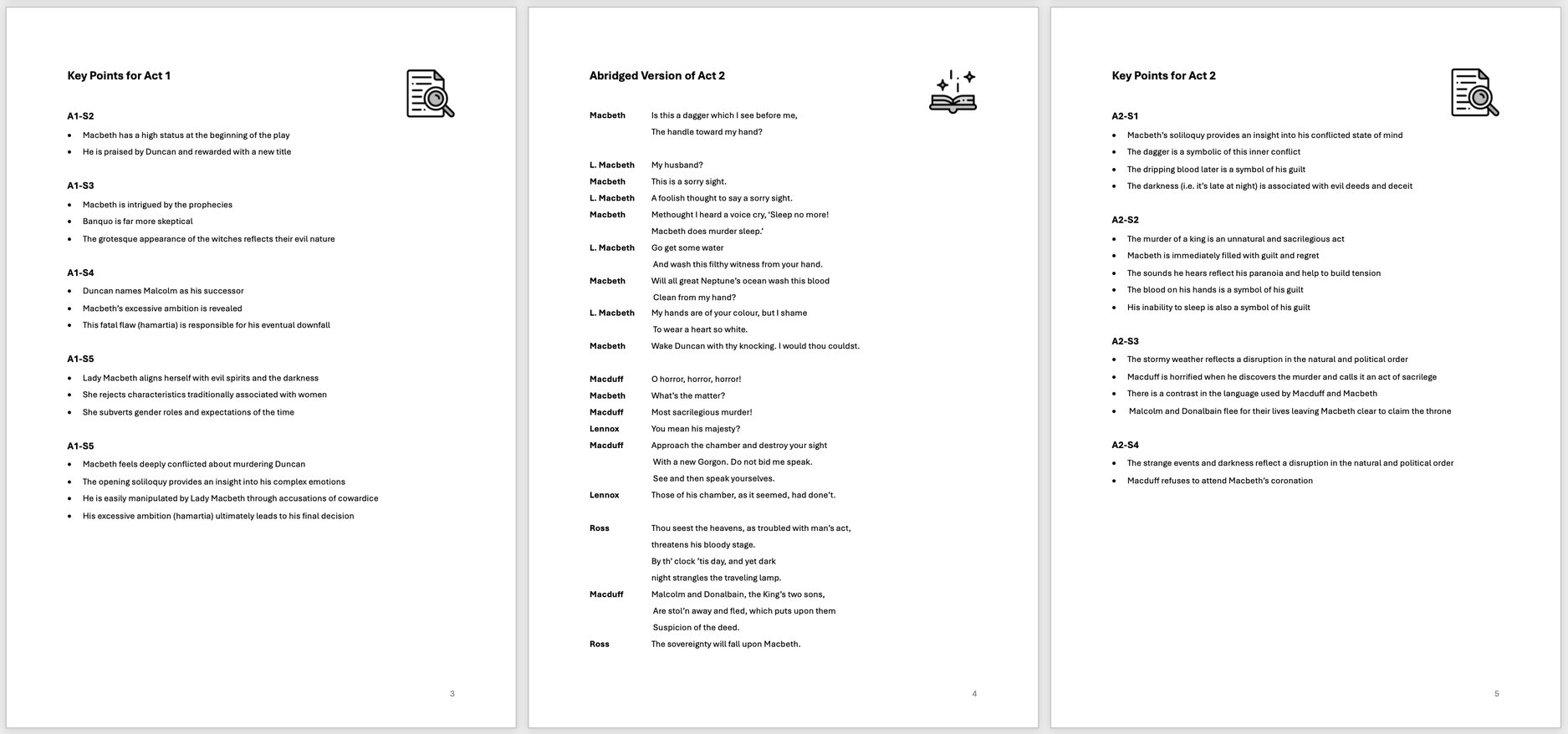 Final Exam Booklet for Macbeth | KS4 English Teaching Resource