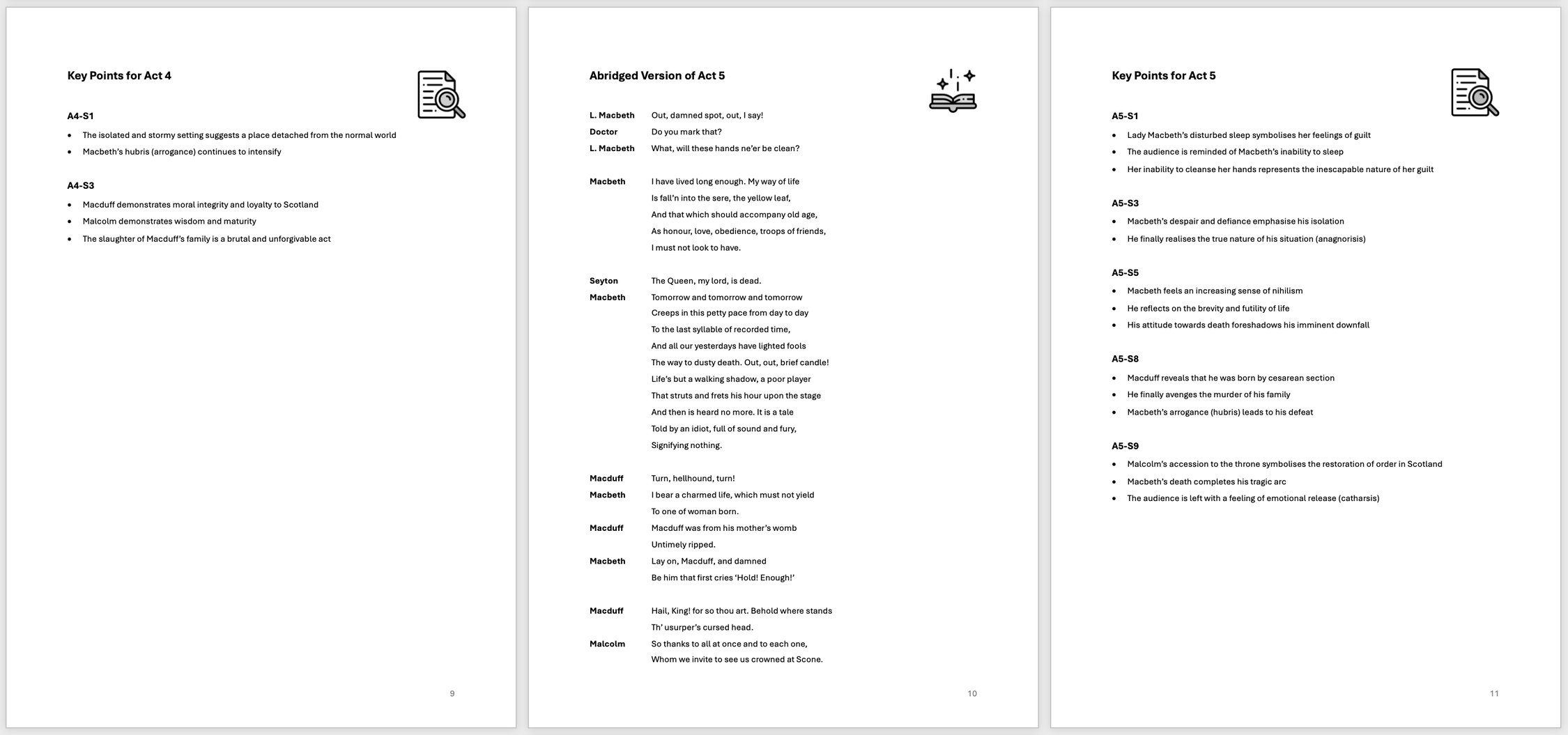 Final Exam Booklet for Macbeth | KS4 English Teaching Resource