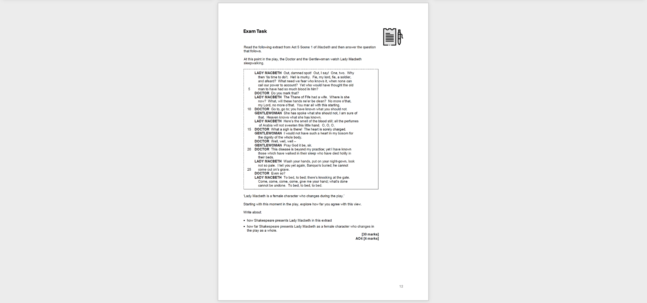 Final Exam Booklet for Macbeth | KS4 English Teaching Resource