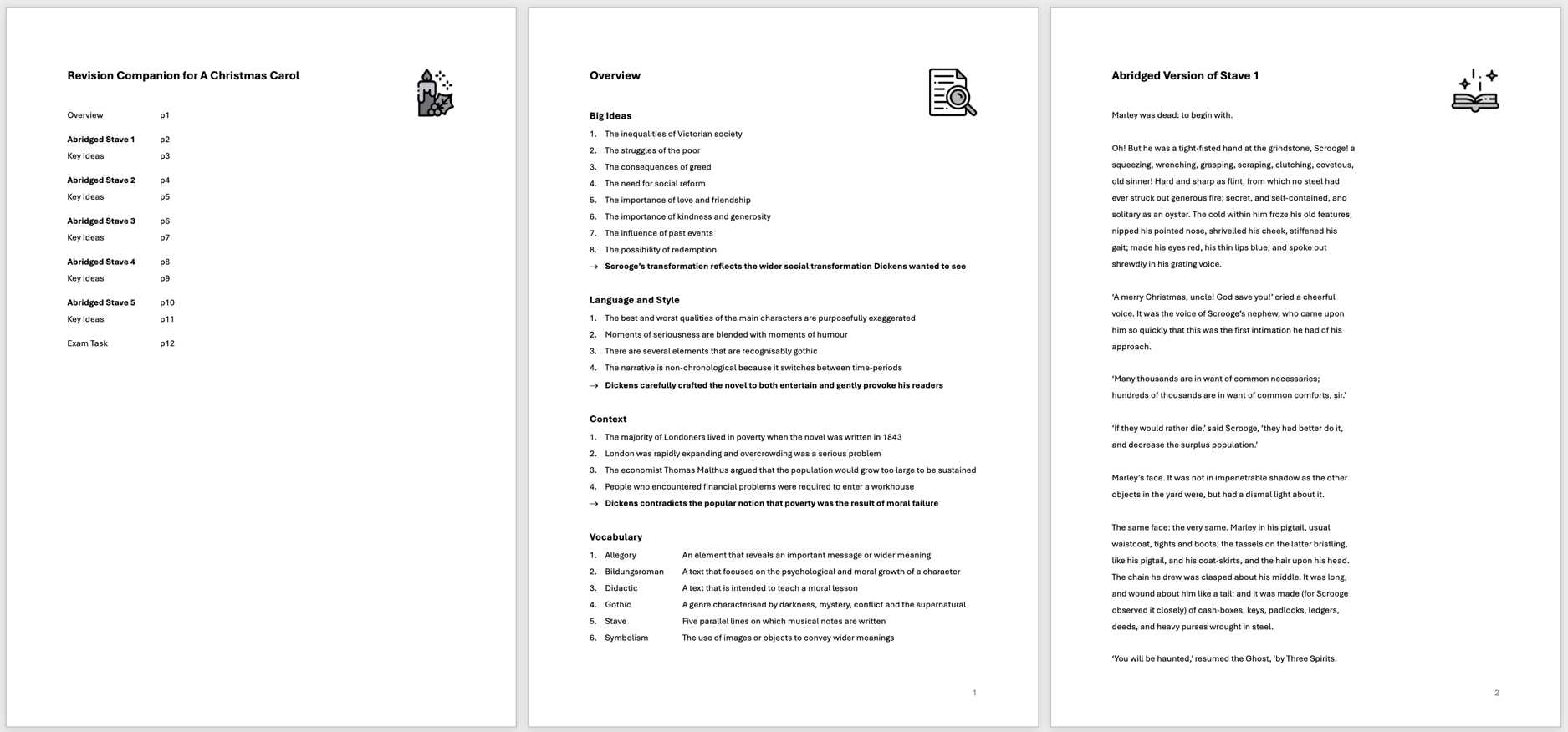 Final Exam Booklet for A Christmas Carol | English Teaching Resource