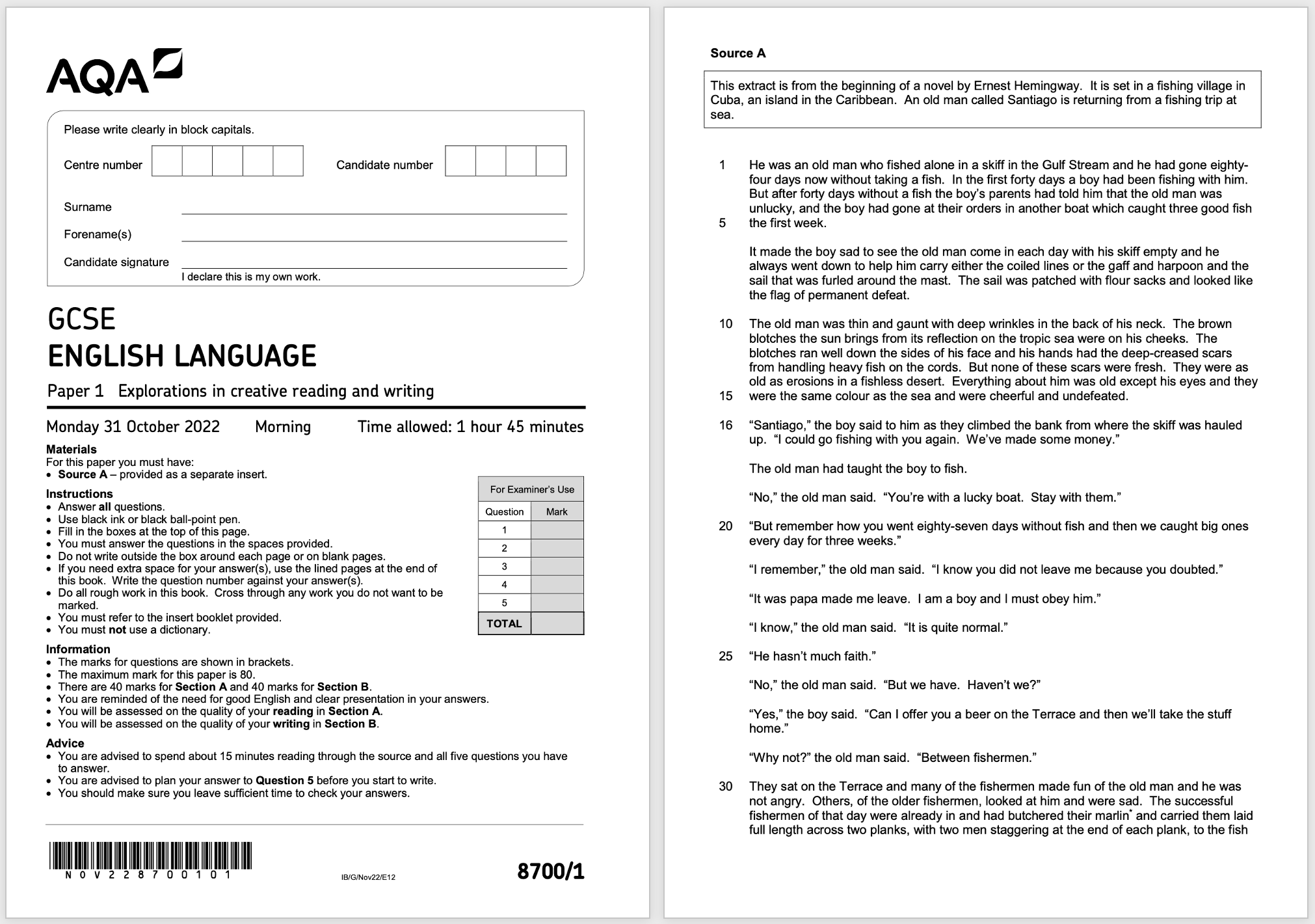 GCSE English Language Paper 1 Tasks and Guidance | KS4 Teaching Resource