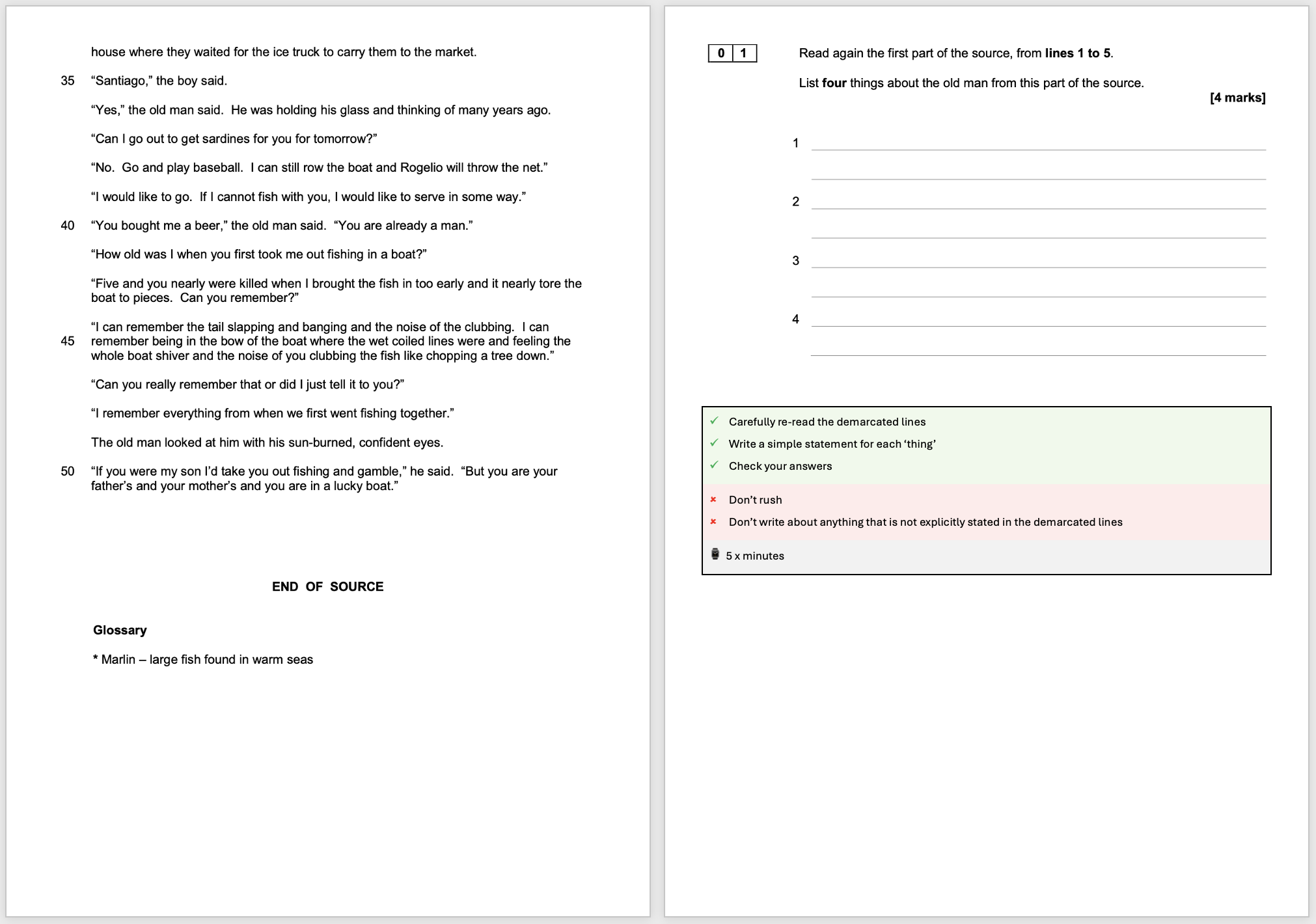 GCSE English Language Paper 1 Tasks and Guidance | KS4 Teaching Resource