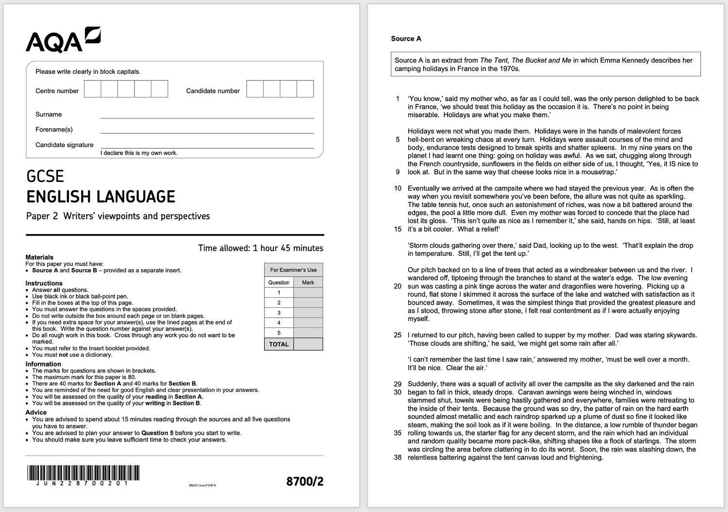 GCSE English Language Paper 2 Tasks and Guidance | KS4 Teaching Resource