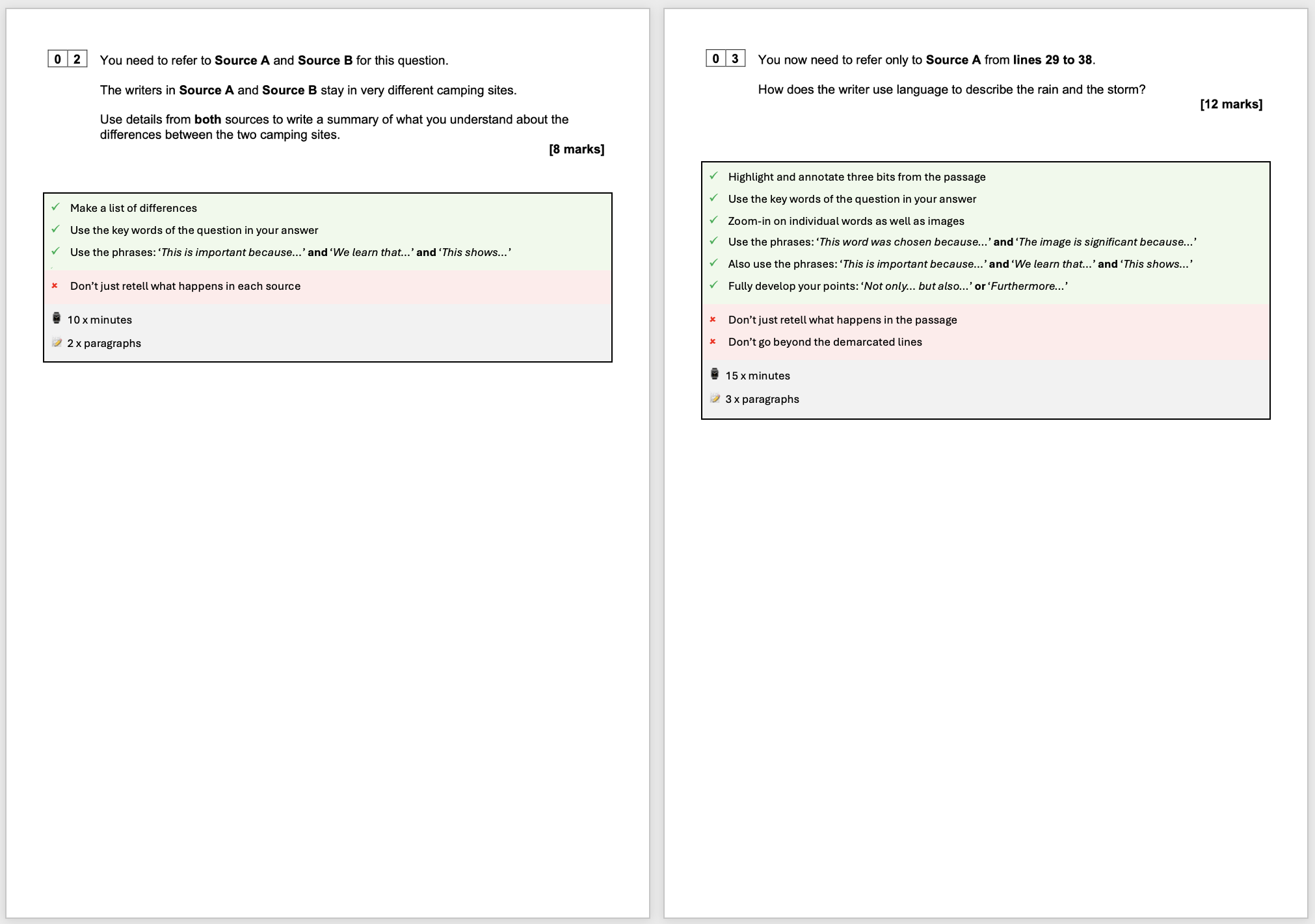 GCSE English Language Paper 2 Tasks and Guidance | KS4 Teaching Resource
