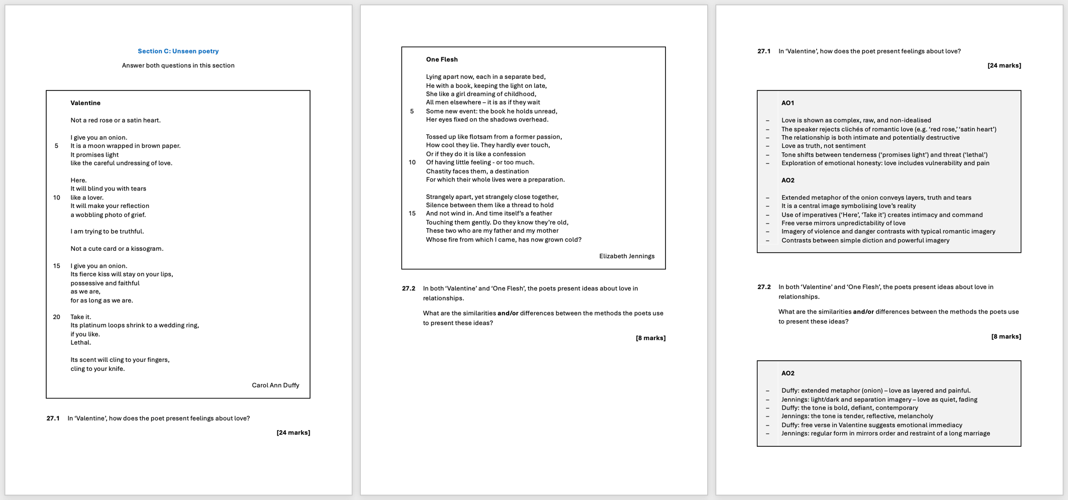 5 x Unseen Poetry Papers for Revision | GCSE Teaching Resource
