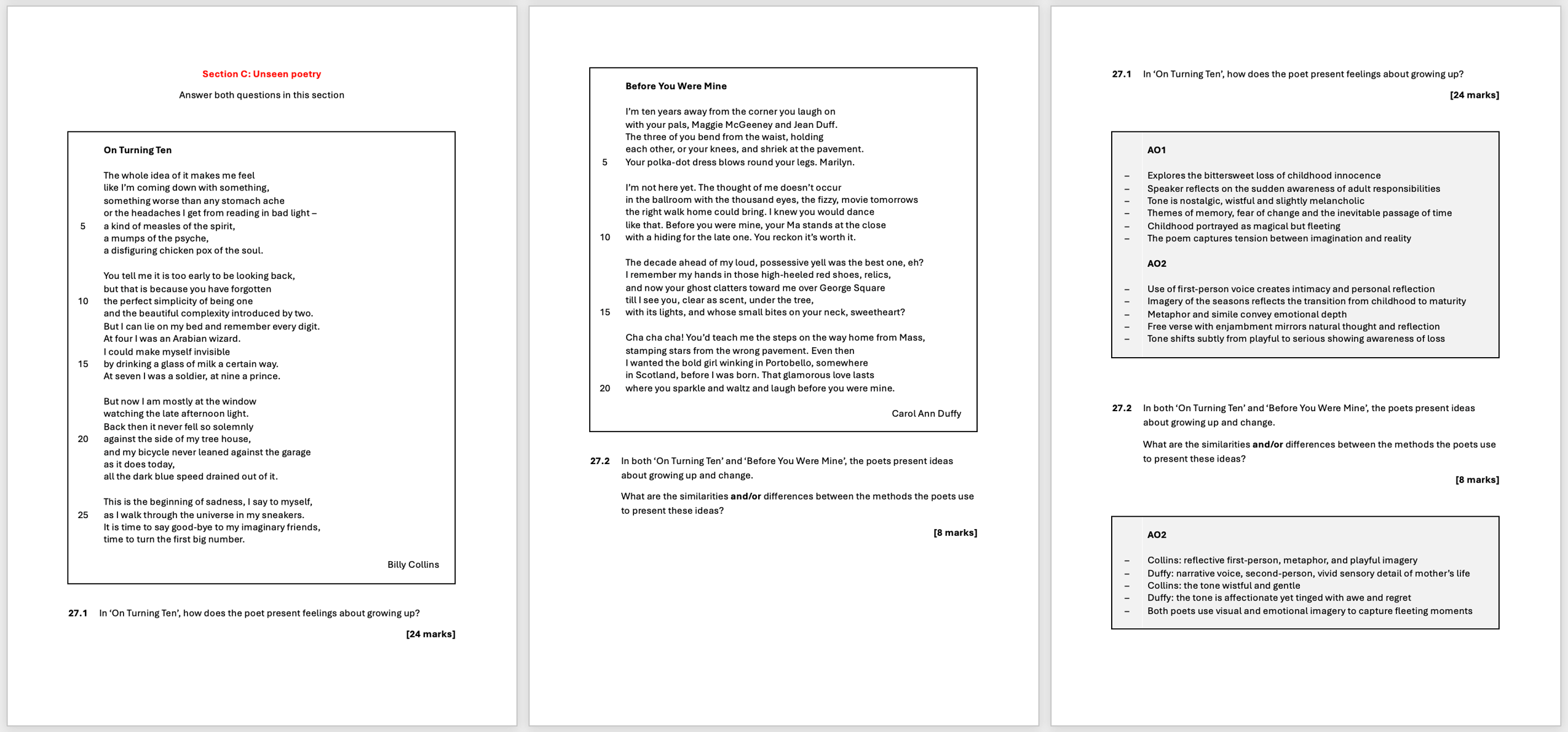 5 x Unseen Poetry Papers for Revision | GCSE Teaching Resource