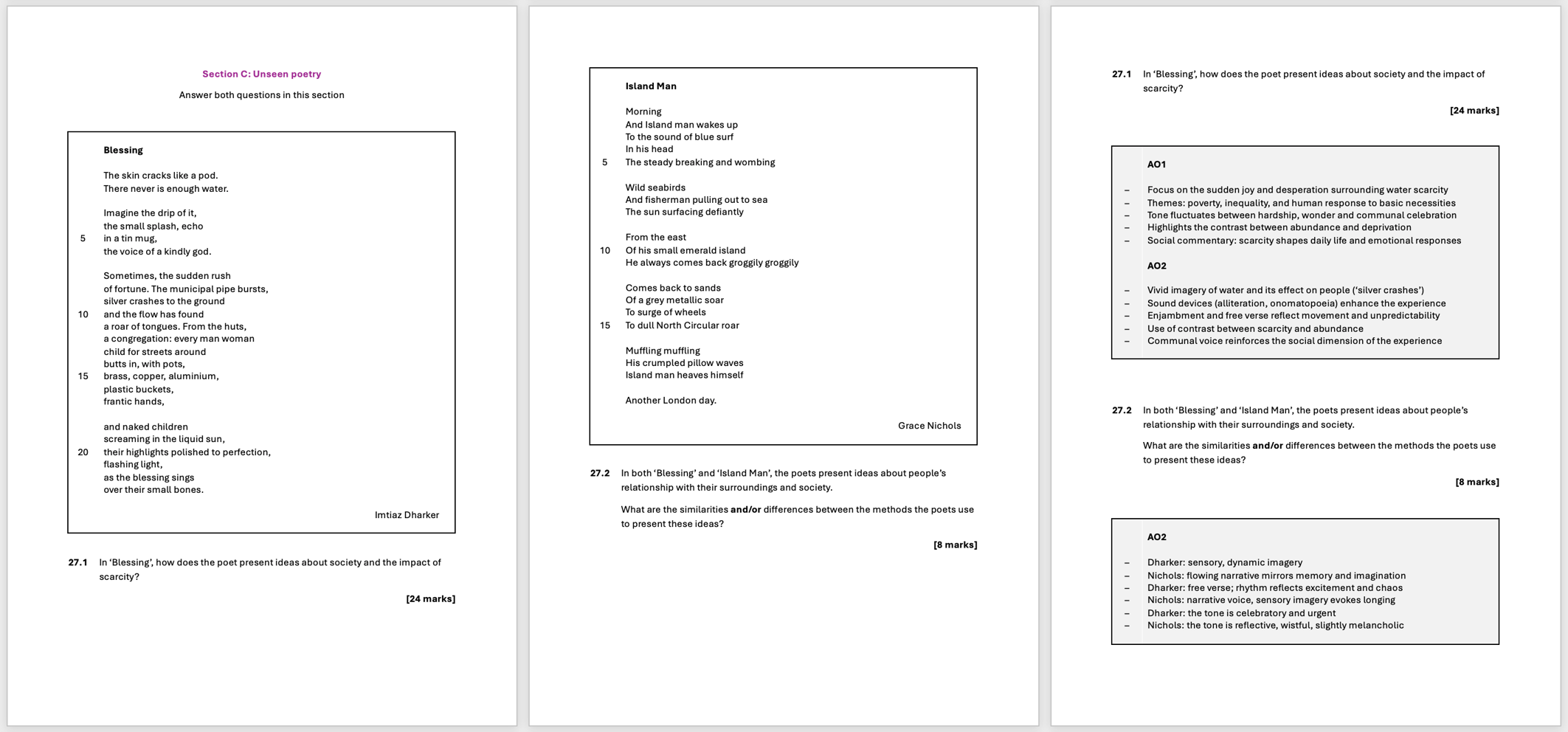5 x Unseen Poetry Papers for Revision | GCSE Teaching Resource