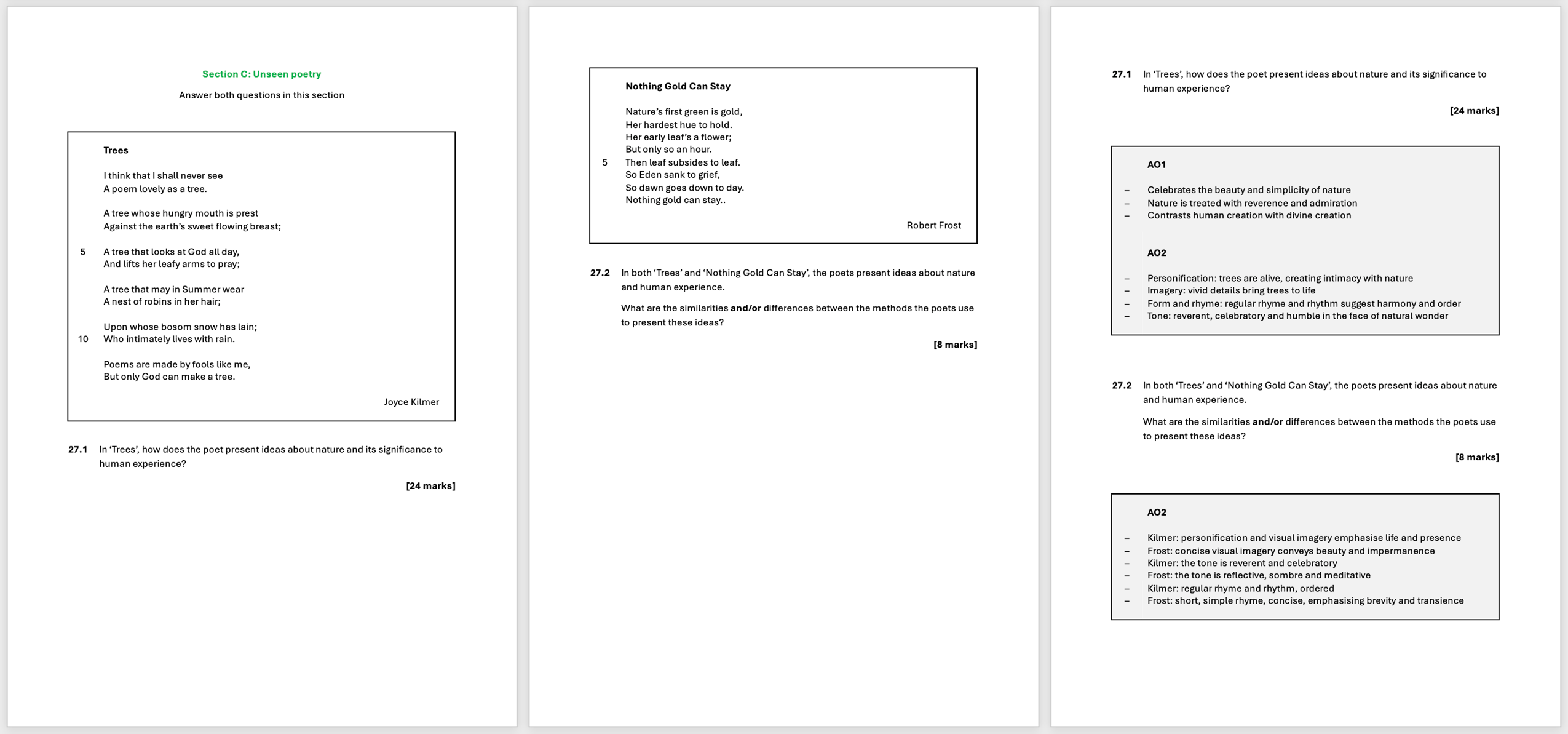 5 x Unseen Poetry Papers for Revision | GCSE Teaching Resource