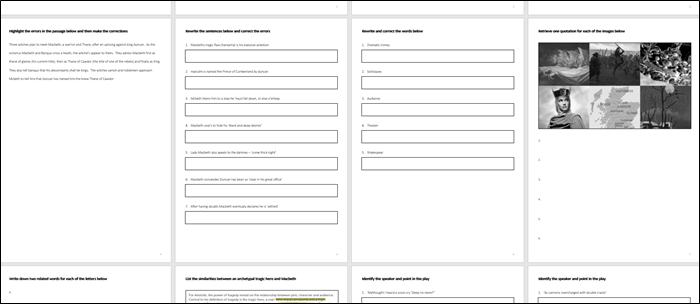 Macbeth Start the Lesson Booklet | KS4 Teaching Resource