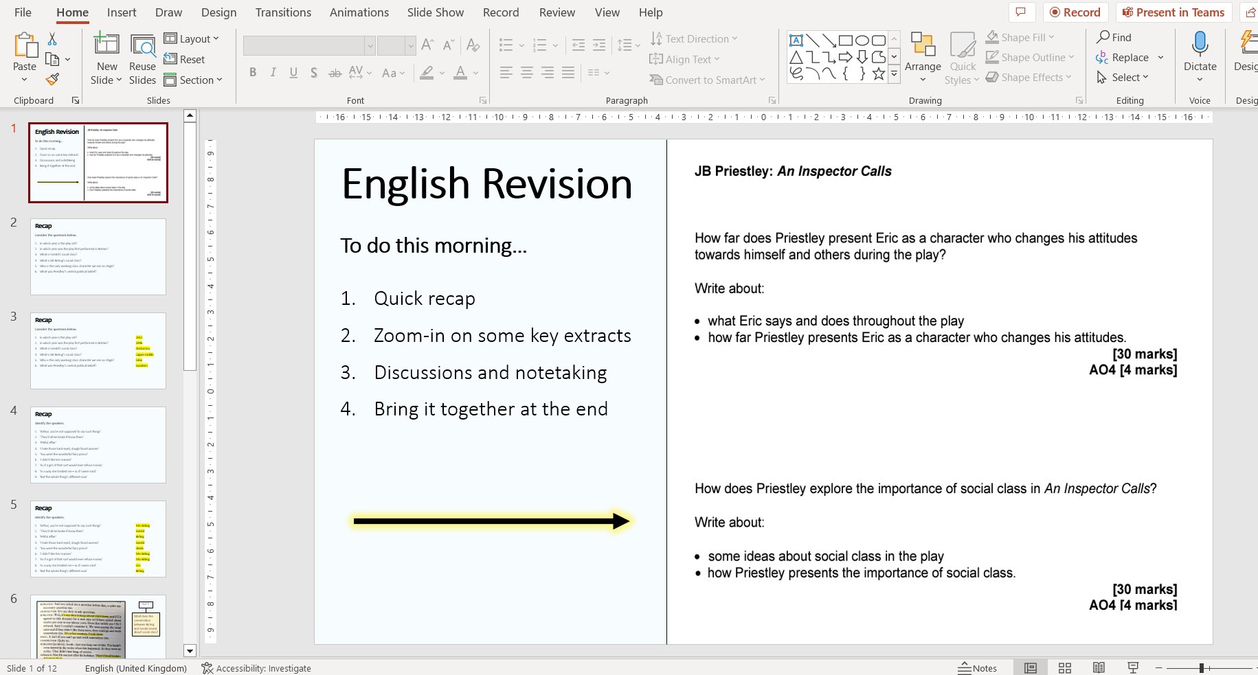 An Inspector Calls – Revision Lecture Slides | KS4 Teaching Resource