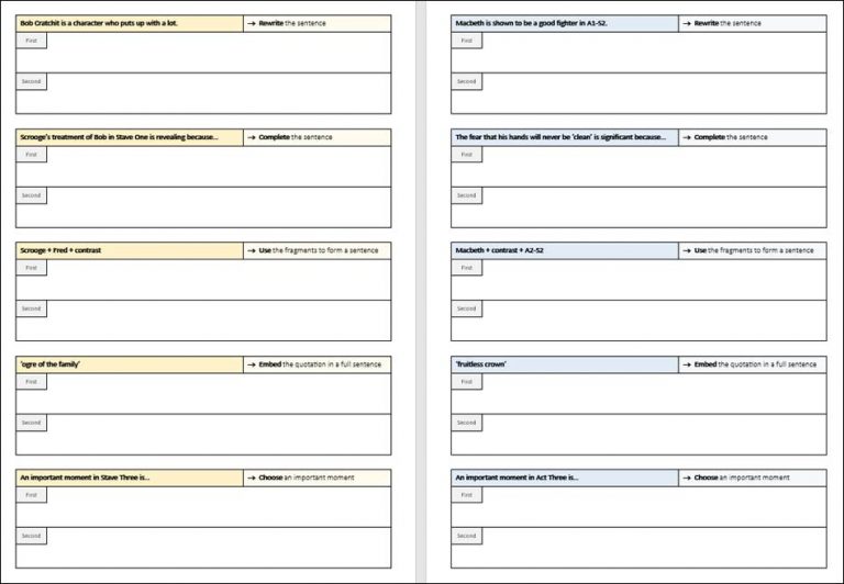 Sentence Work for Analytical Writing | KS4 English Teaching Resource